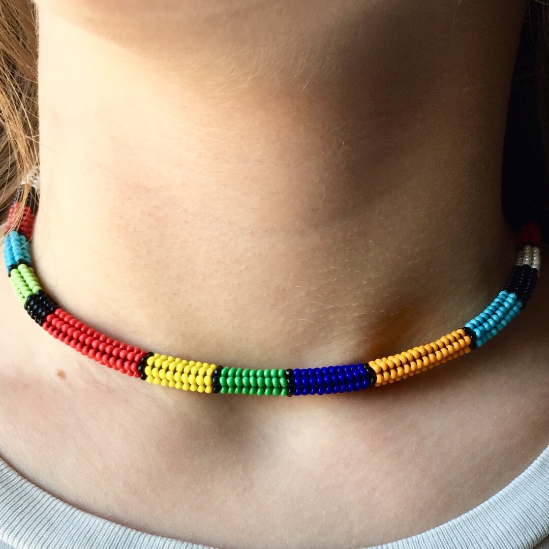 African Bead Necklace, Tribal Rope Choker, African Jewelry Women ...