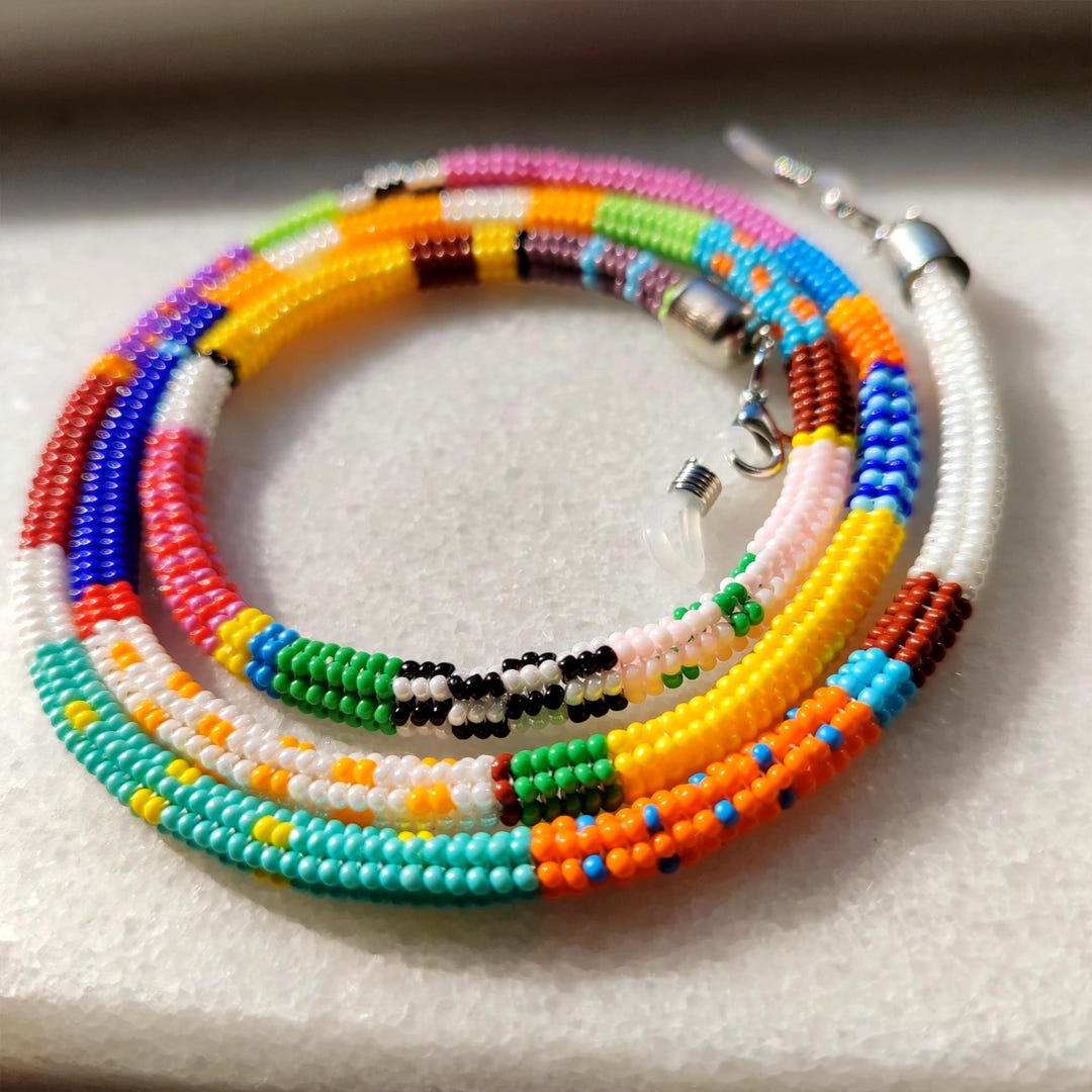 Handwoven Seed Bead Necklace: Colorful Long Rope Necklace, Artisan ...