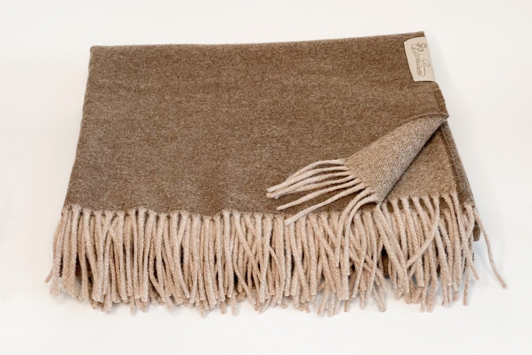 Virgin Wool Blanket: Extra Soft Brown Throw, Made in Lithuania (51" X ...
