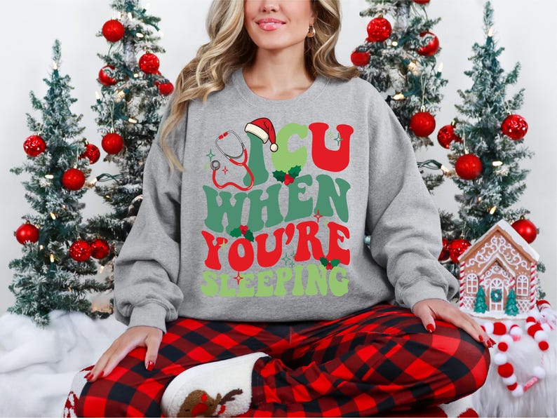 ICU When You're Sleeping Shirt, ICU Nurse Hoodie, ICU Christmas Shirt ...