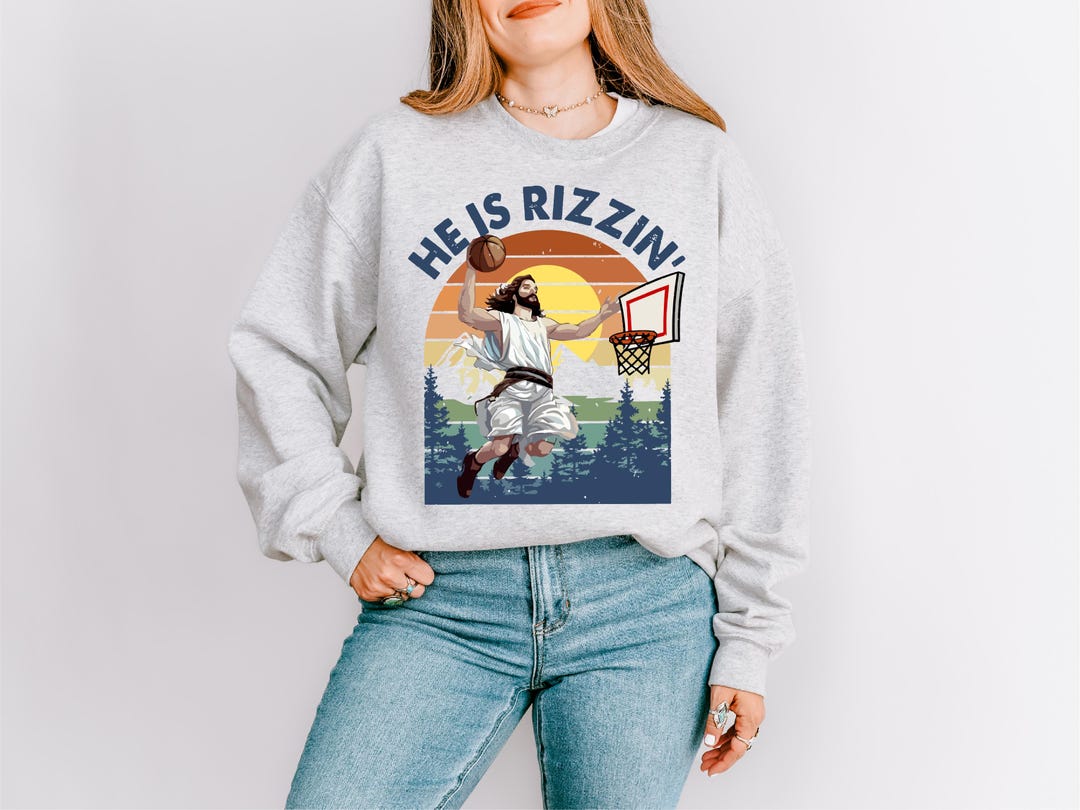 He is Rizzin' Shirt, Jesus Playing Basketball Tee, Basketball Lover ...