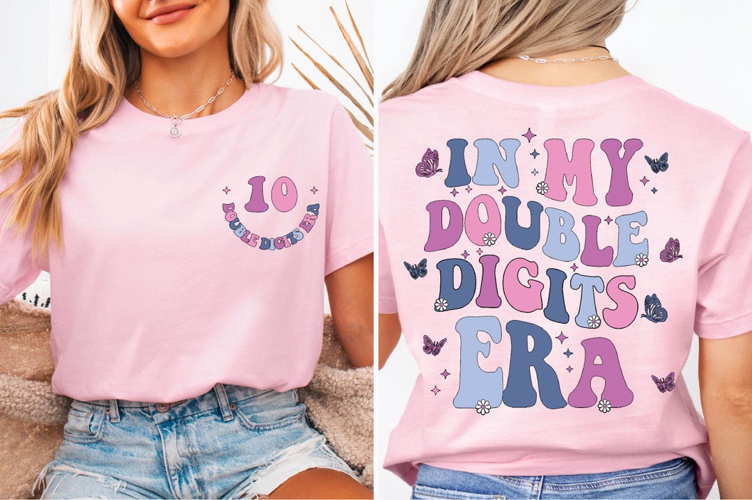 In My Double Digits Era Tee, 10th Birthday Shirt, Birthday Girl Ten ...
