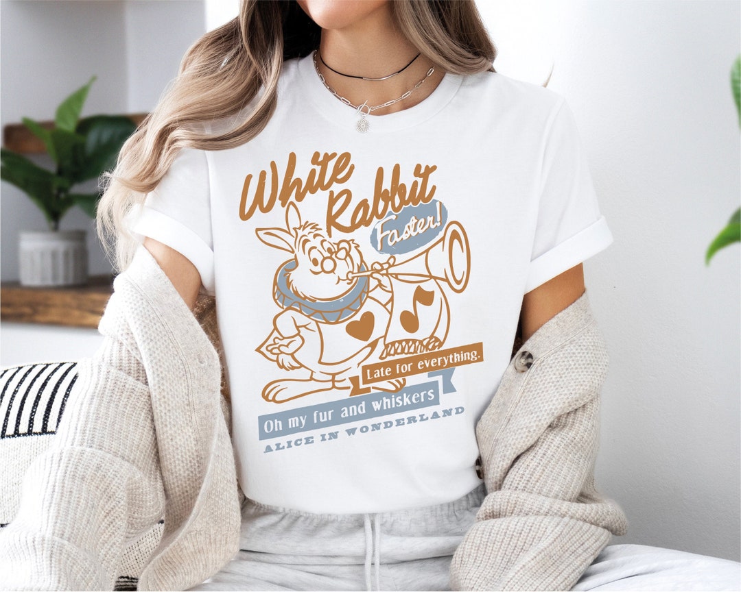 White Rabbit Alice in Wonderland T-shirt, White Rabbit Faster! Tee ...
