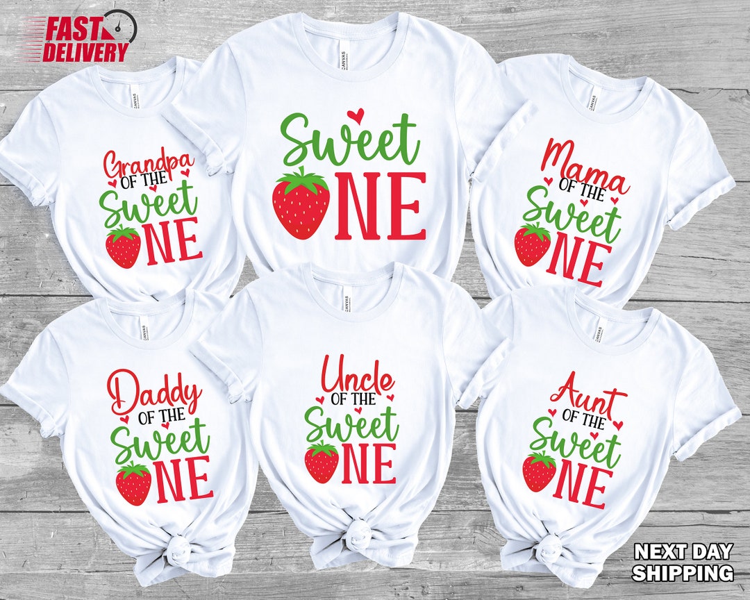 Sweet One Strawberry Family Birthday Shirt, Birthday Girl Party Shirts ...