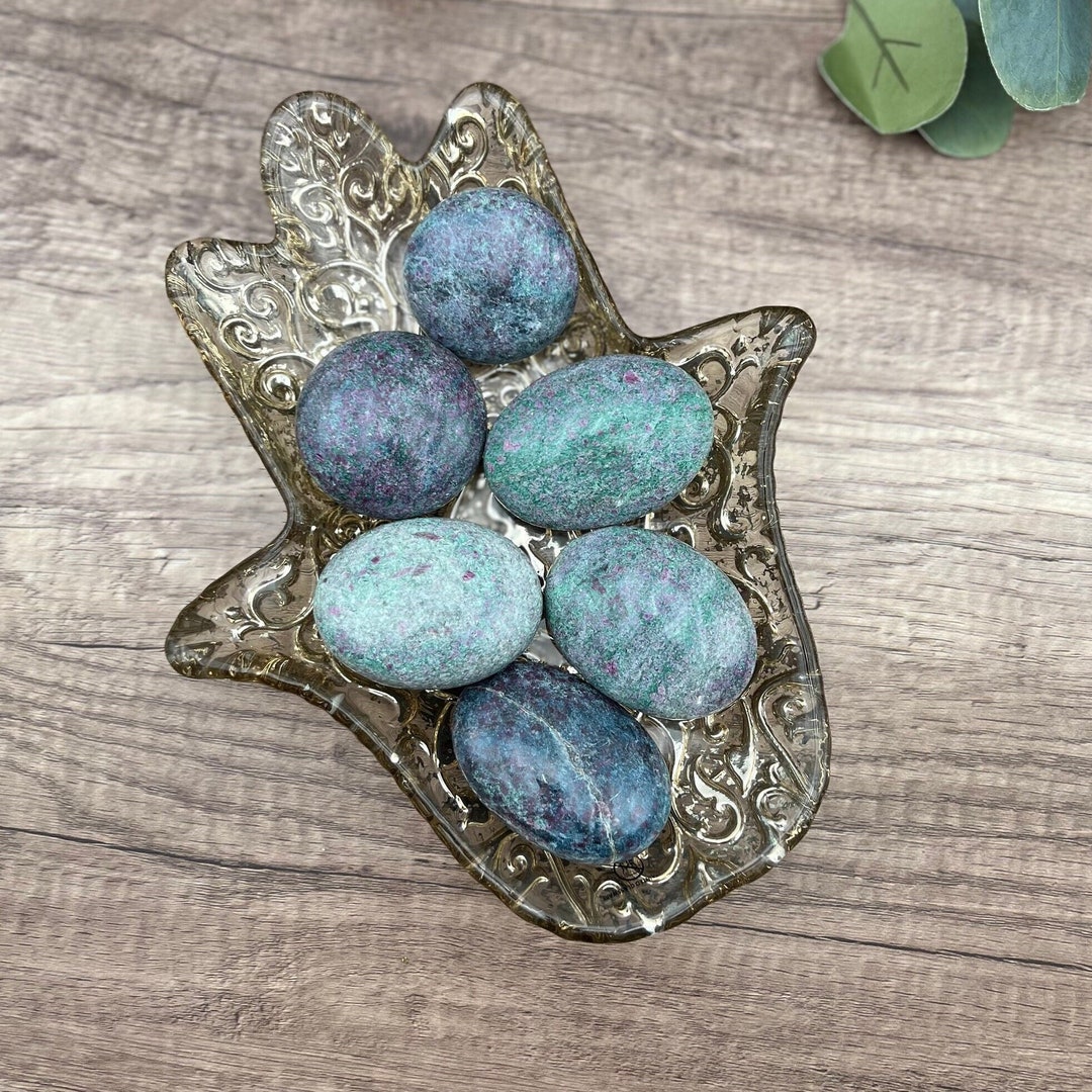 Ruby Fuchsite Kyanite Palm Stone, 2+" Ruby With Green Fuchsite and ...