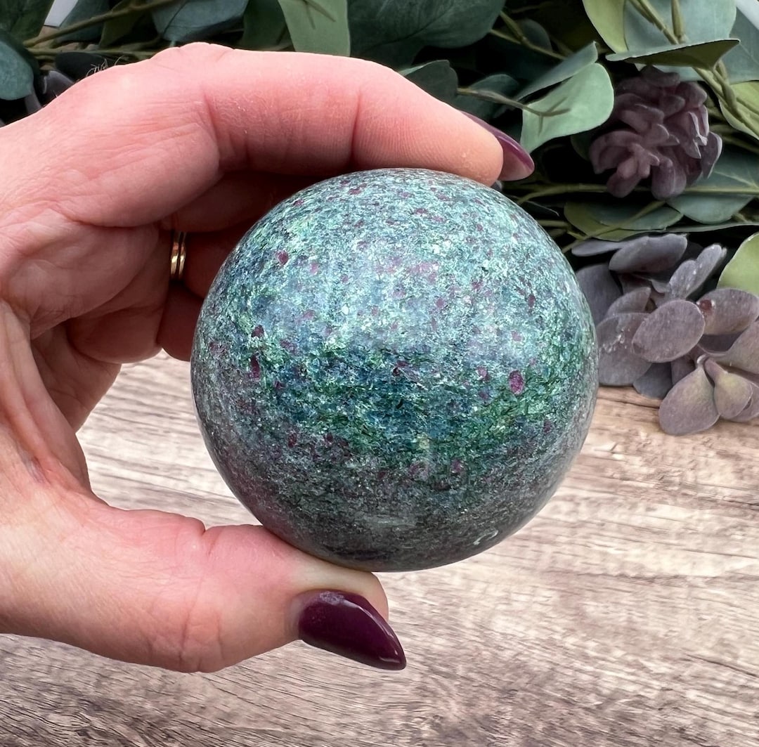 Ruby Fuchsite Sphere / 2.34 Inch Ruby in Green Fuchsite Sphere With ...