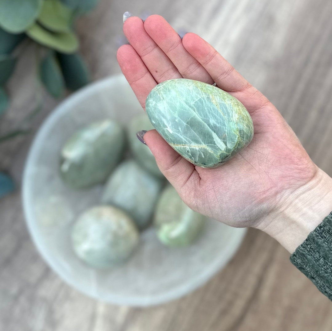 Garnierite Crystal Palm Stones, Aka Green Moonstone Palm Stones ...