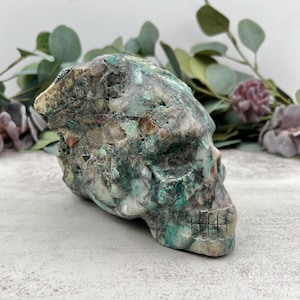 Large Chrysocolla Crystal Skull From Peru | 5" Tall Unique Peruvian ...