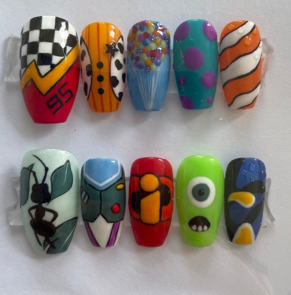 Disney Pixar Inspired Nails Press on Nails Custom Full Set - Etsy