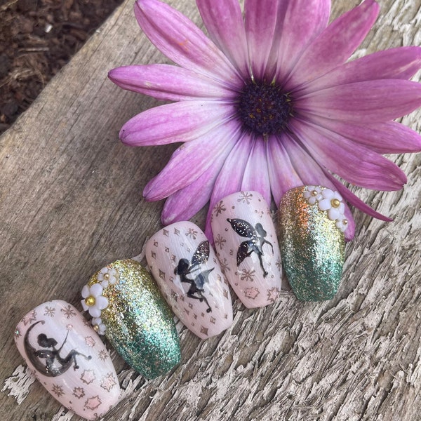 Tinkerbell Nails - Etsy