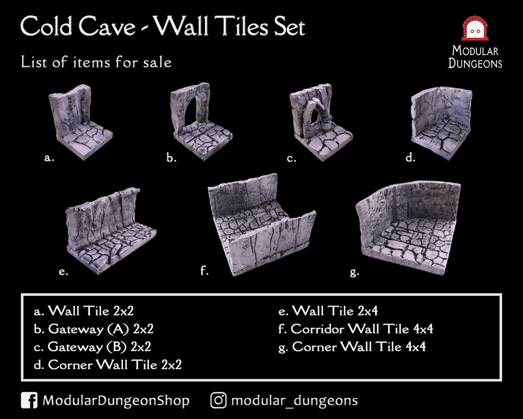 Modular Dungeon Cold Cave Wall Tiles Dungeons and Dragons - Etsy