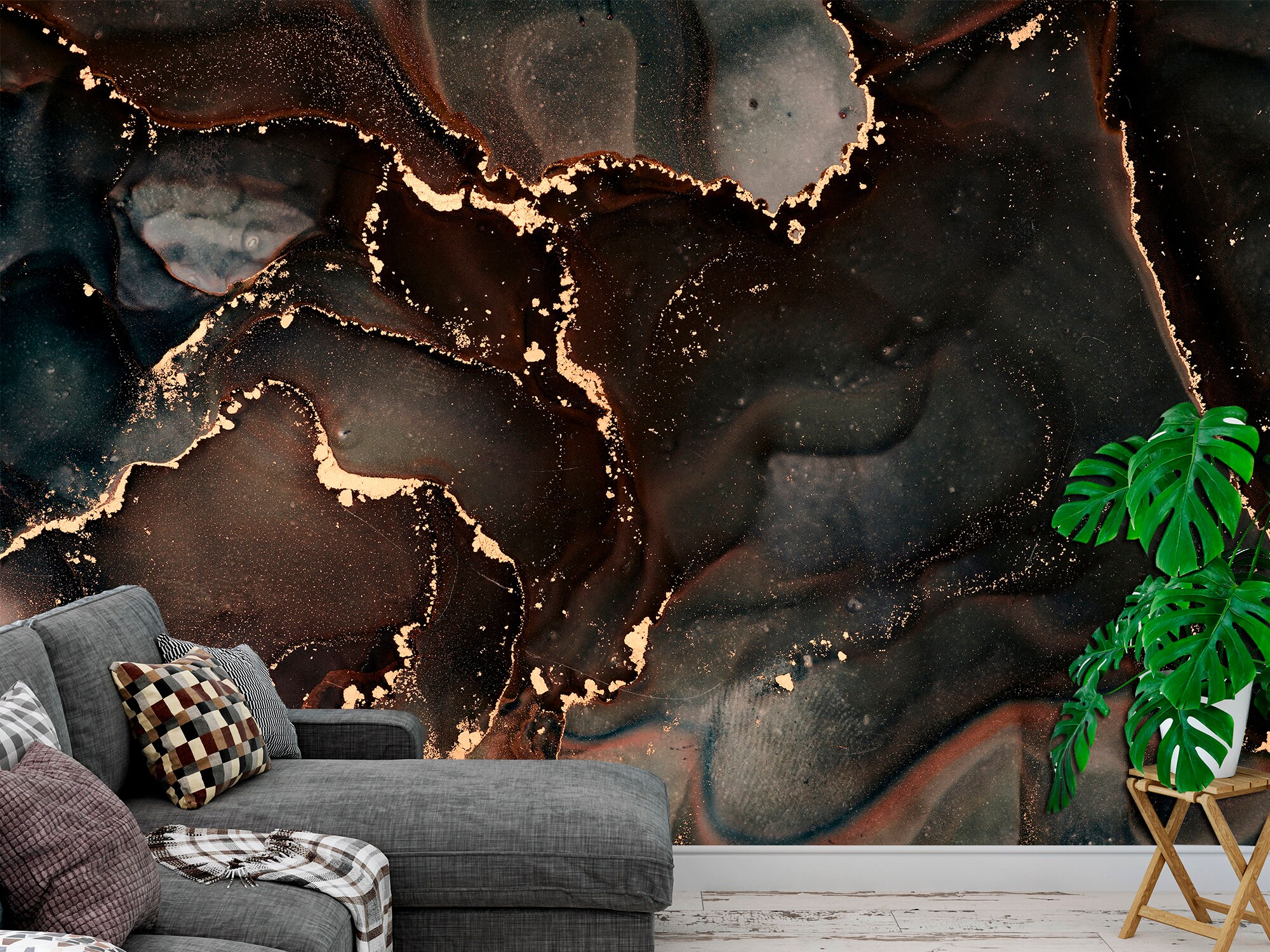 Brown Wallpaper Wall Mural Wallpaper Brown Marble Print, Brown Wall Art ...