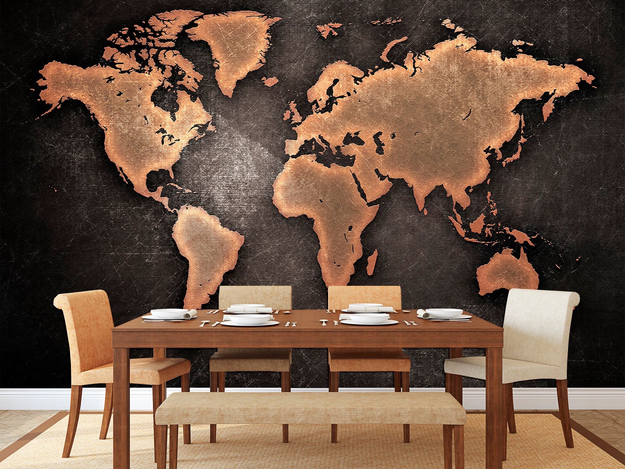 World Map Print Removable Wallpaper Large World Map World Map - Etsy