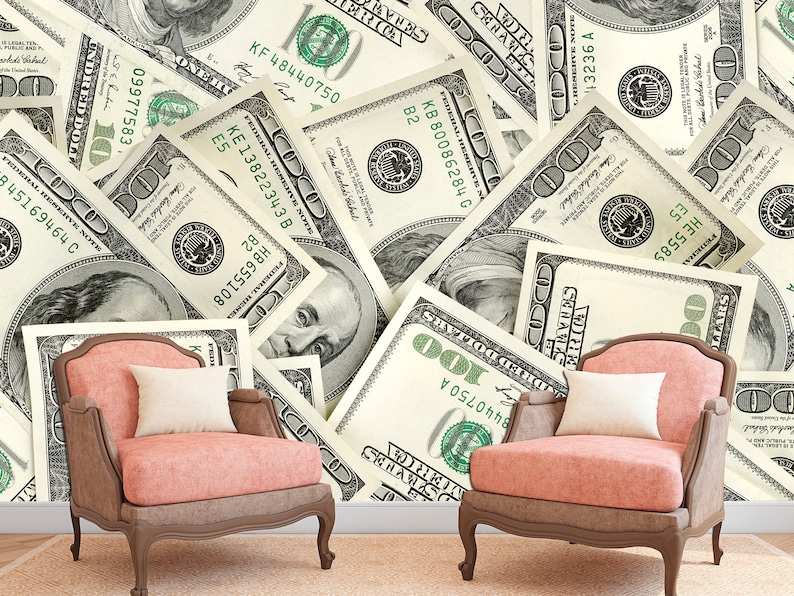 Dollars Wall Art Removable Wallpaper Money Wall Art, Motivation ...