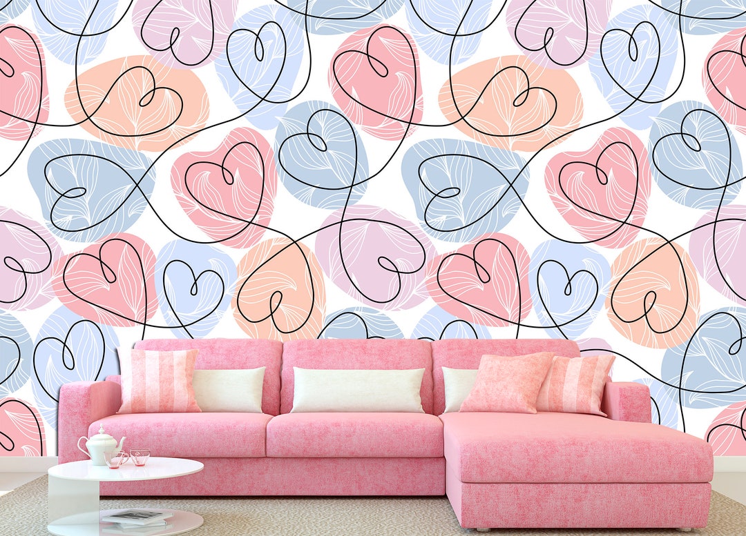 Love Wall Art Peel Stick Wallpaper Bedroom Wall Decor, Romantic Wall ...