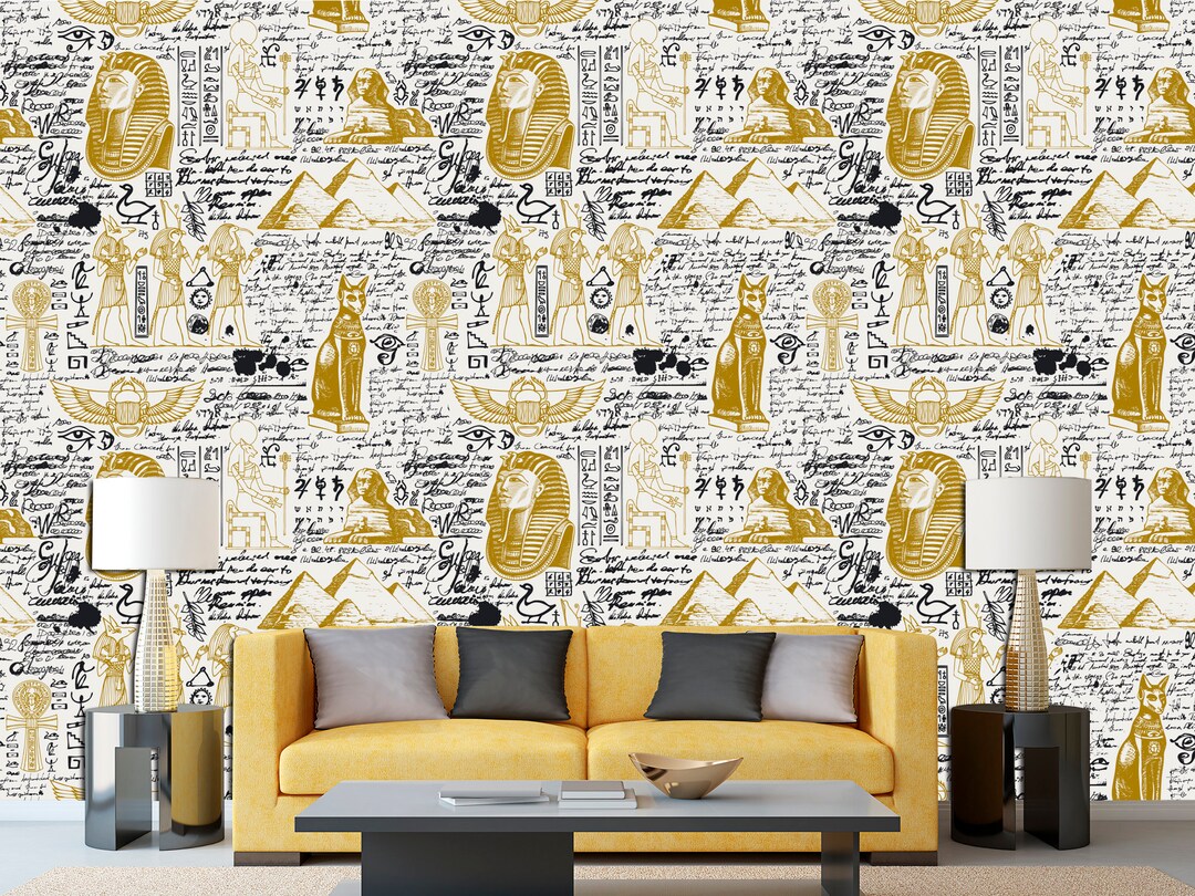 Egyptian Wallpaper Peel Stick Wallpaper Egyptian Art Print, Art Deco ...