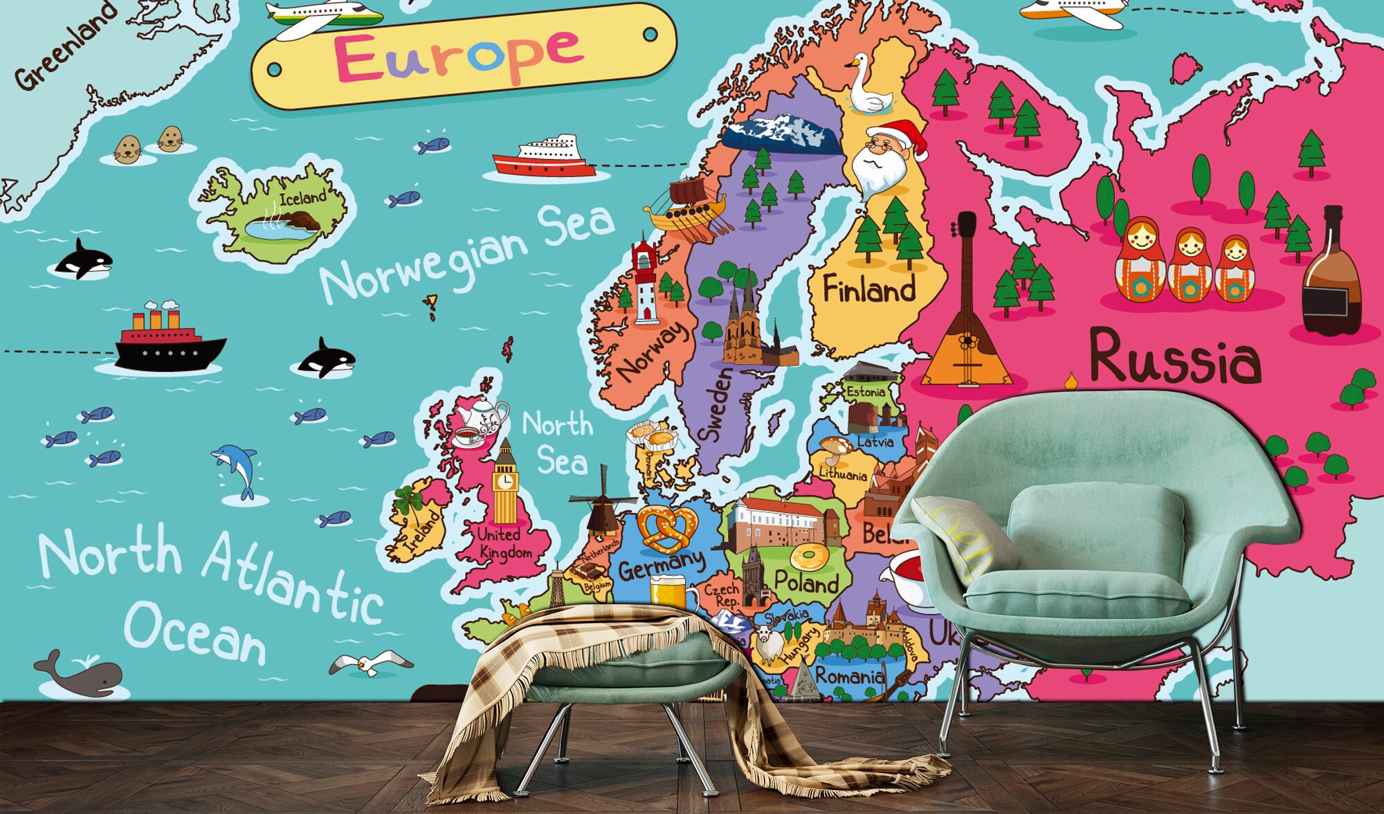 Europe Maps Wallpaper Roll Europe Wall Art World Map Wallpaper Map Wall ...