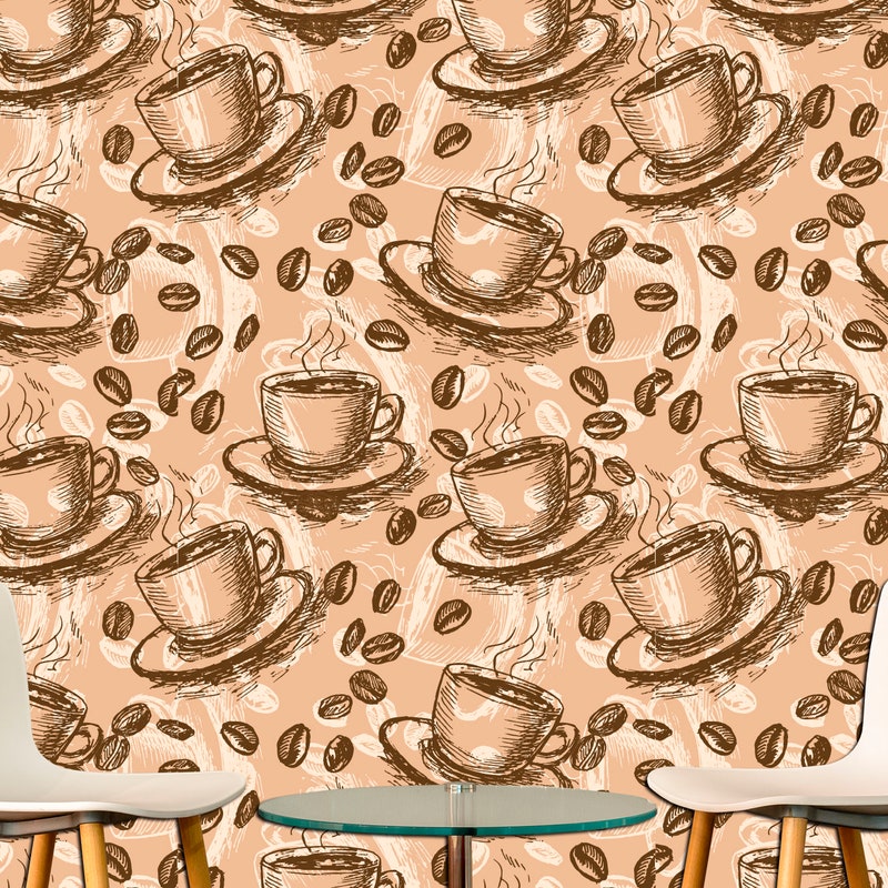 Coffee Kitchen Wallpaper - Etsy