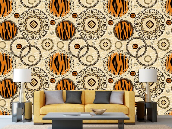 African Wallpaper African Tribal Art Safari Wallpaper Art Deco - Etsy