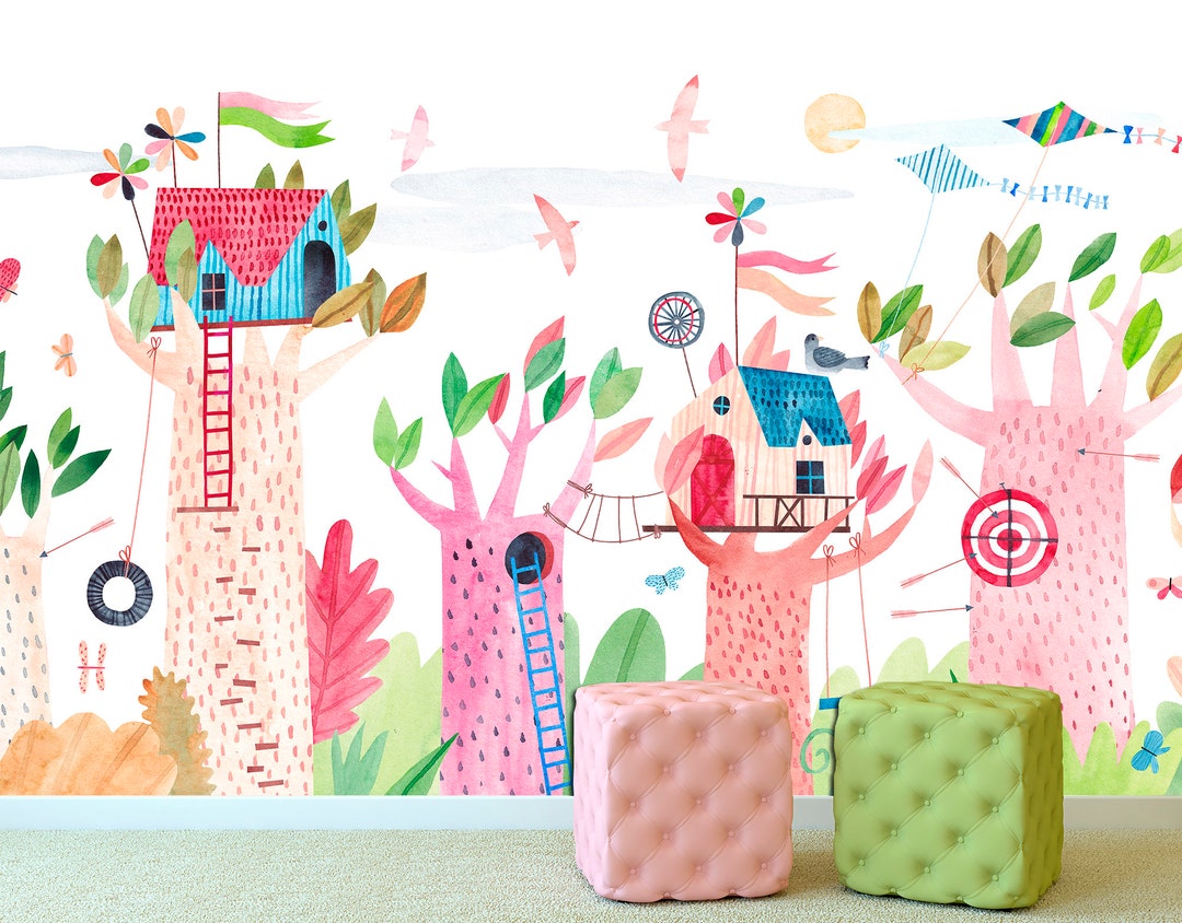 Funny Wallpaper Kids Room Decor Colorful Wallpaper, Playroom Wall Decor ...