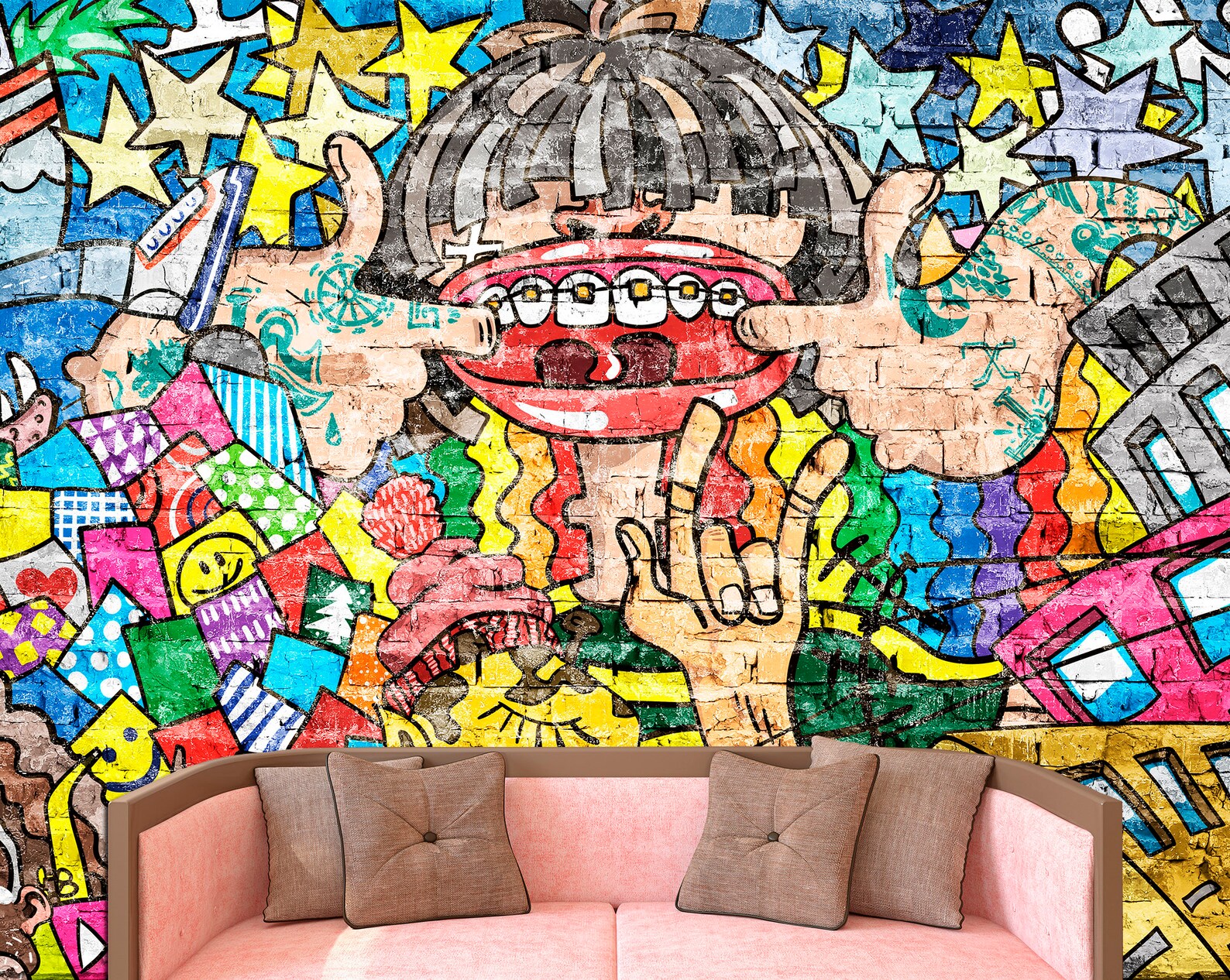 Trendy Wallpaper Graffiti Wall Decor Boy Room Wallpaper - Etsy
