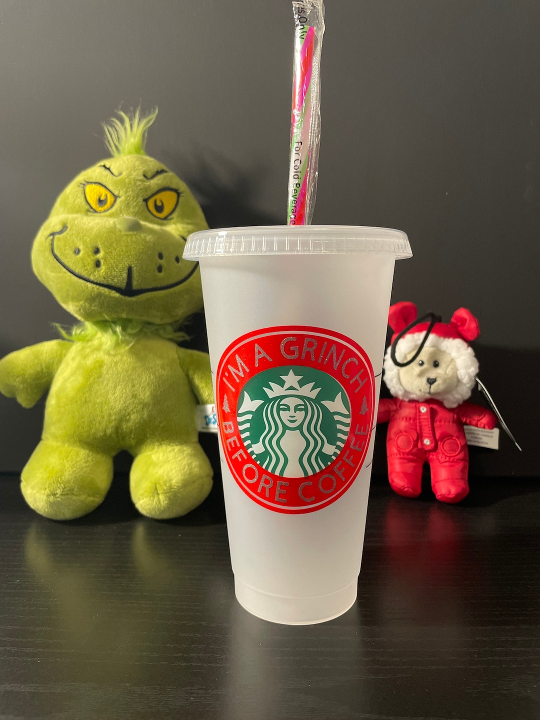 Grinch Reusable Cold Cup Christmas, Secret Santa Gift - Etsy