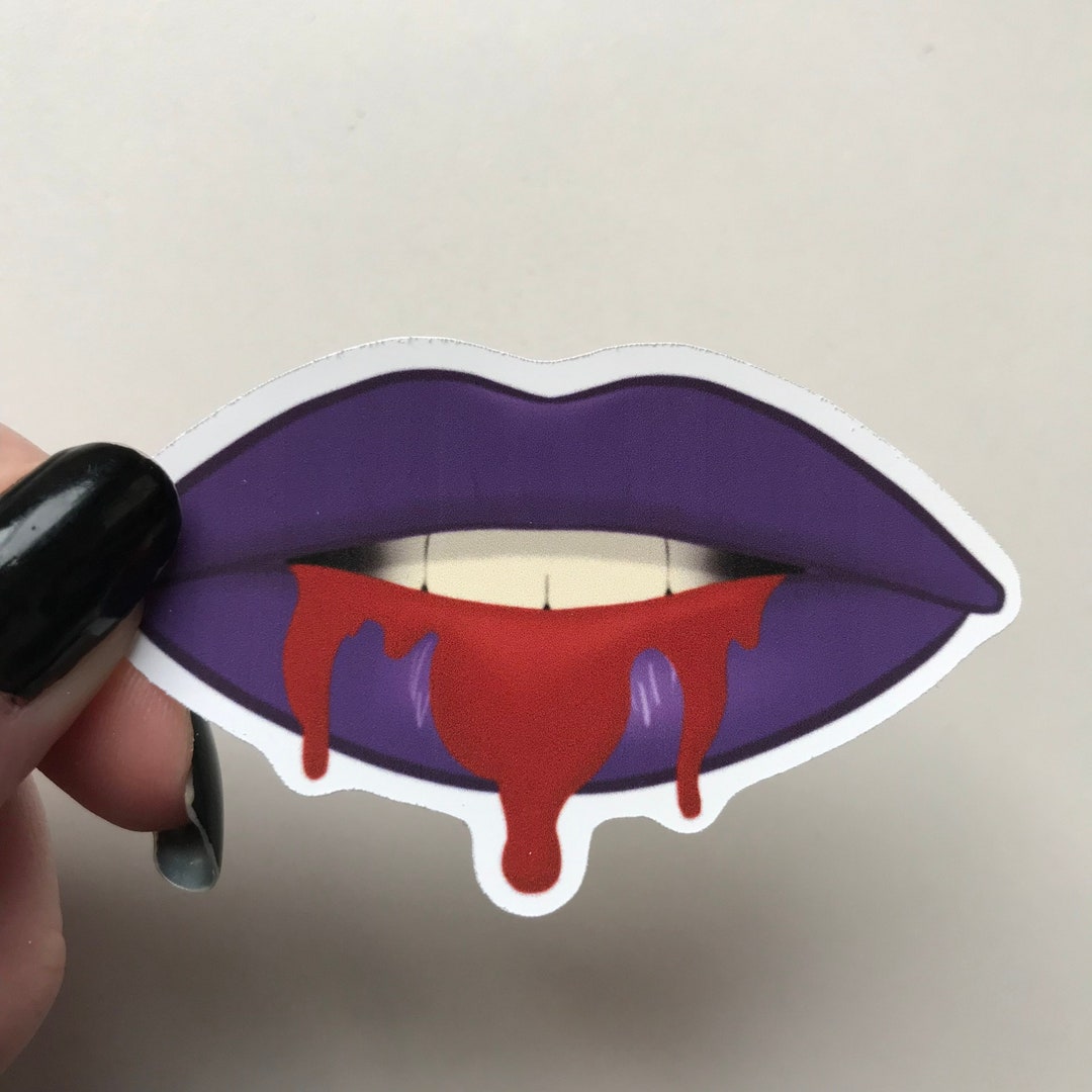 Bloody Lips Sticker Purple Bleeding Mouth Cool Creepy Trippy Edgy Red ...