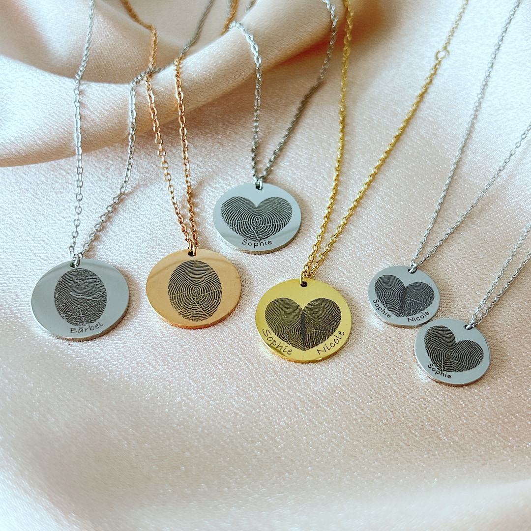 Personalized Fingerprint Necklace, Fingerprint Necklace With 20 Mm ...