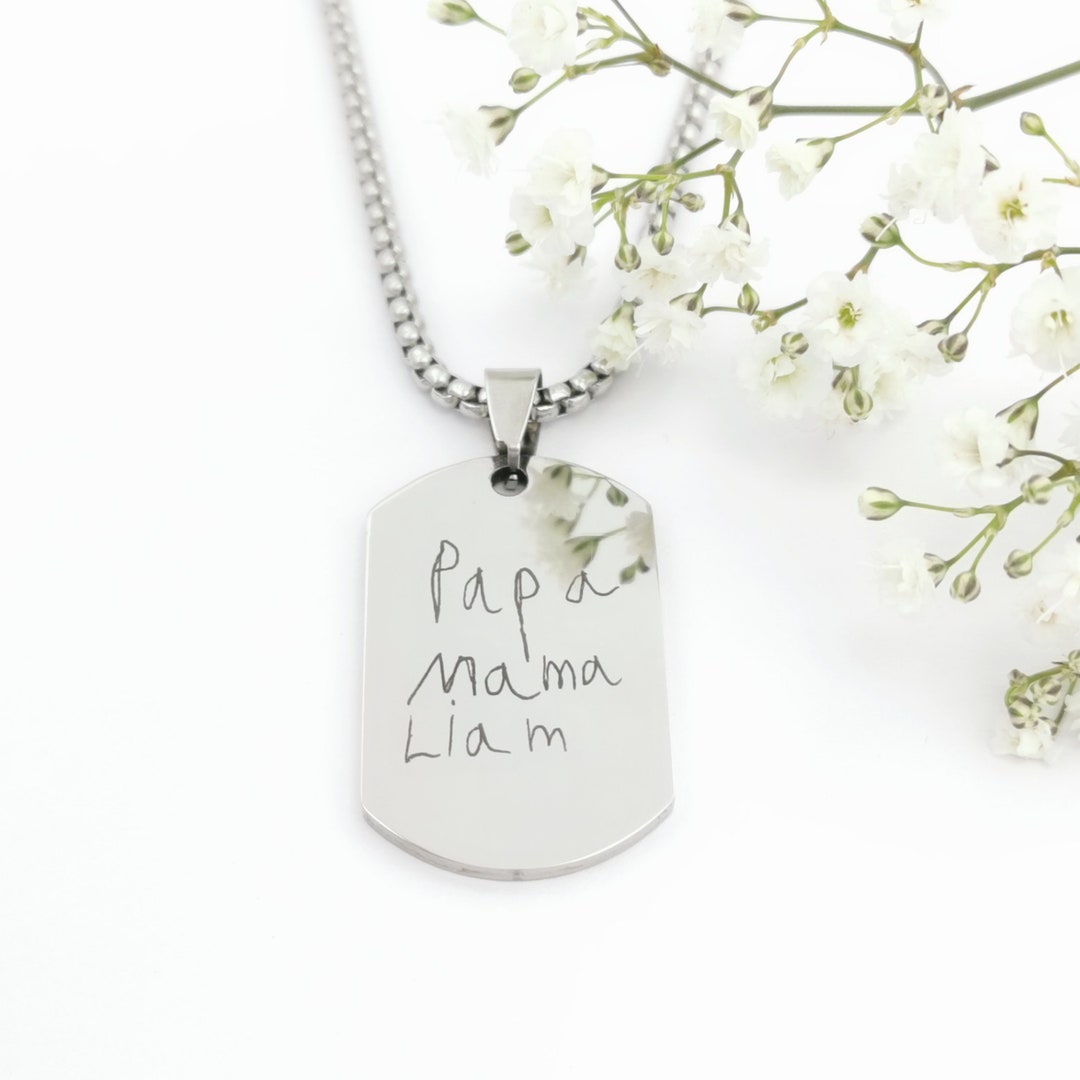 Military Necklace, Army Necklace, Handwriting Necklace for Men ...