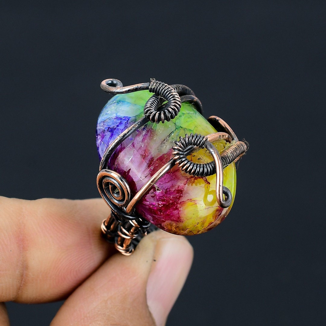 Handcrafted Natural Rainbow Solar Quartz Ring Size 7 1/2, Gemstone Ring ...