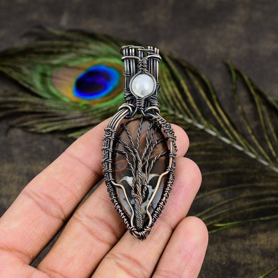 Rare Natural Mud Crack Fossil Wire Wrap Pendant, Gemstone Pendant ...