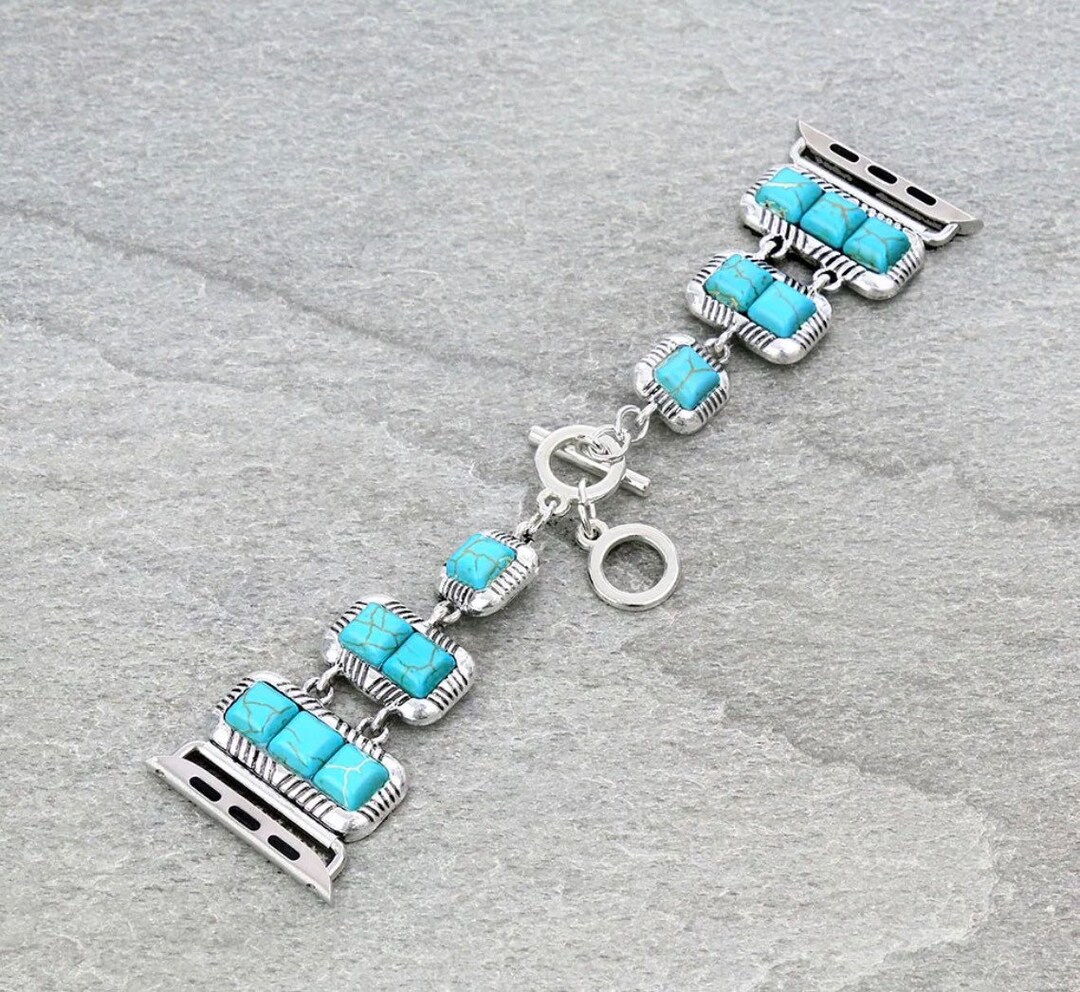 Turquoise Silver Watch Band - Etsy