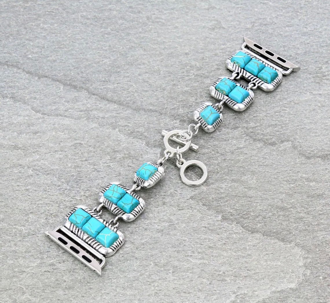 Turquoise Silver Watch Band - Etsy