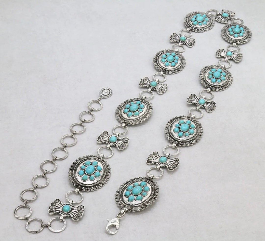 Turquoise Concho Belt - Etsy