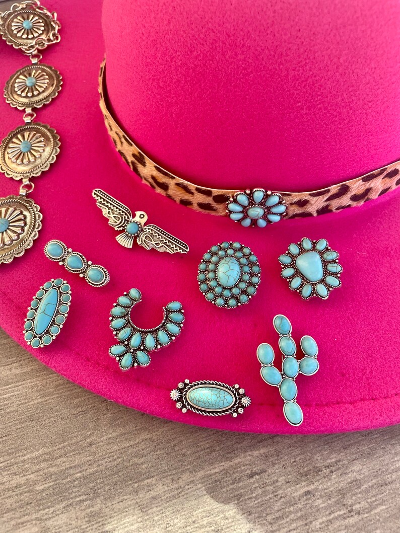 Turquoise Concho Hat Pins - Etsy