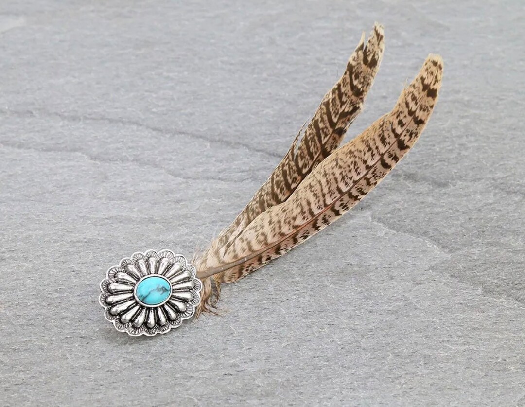 Feather Turquoise Pin - Etsy