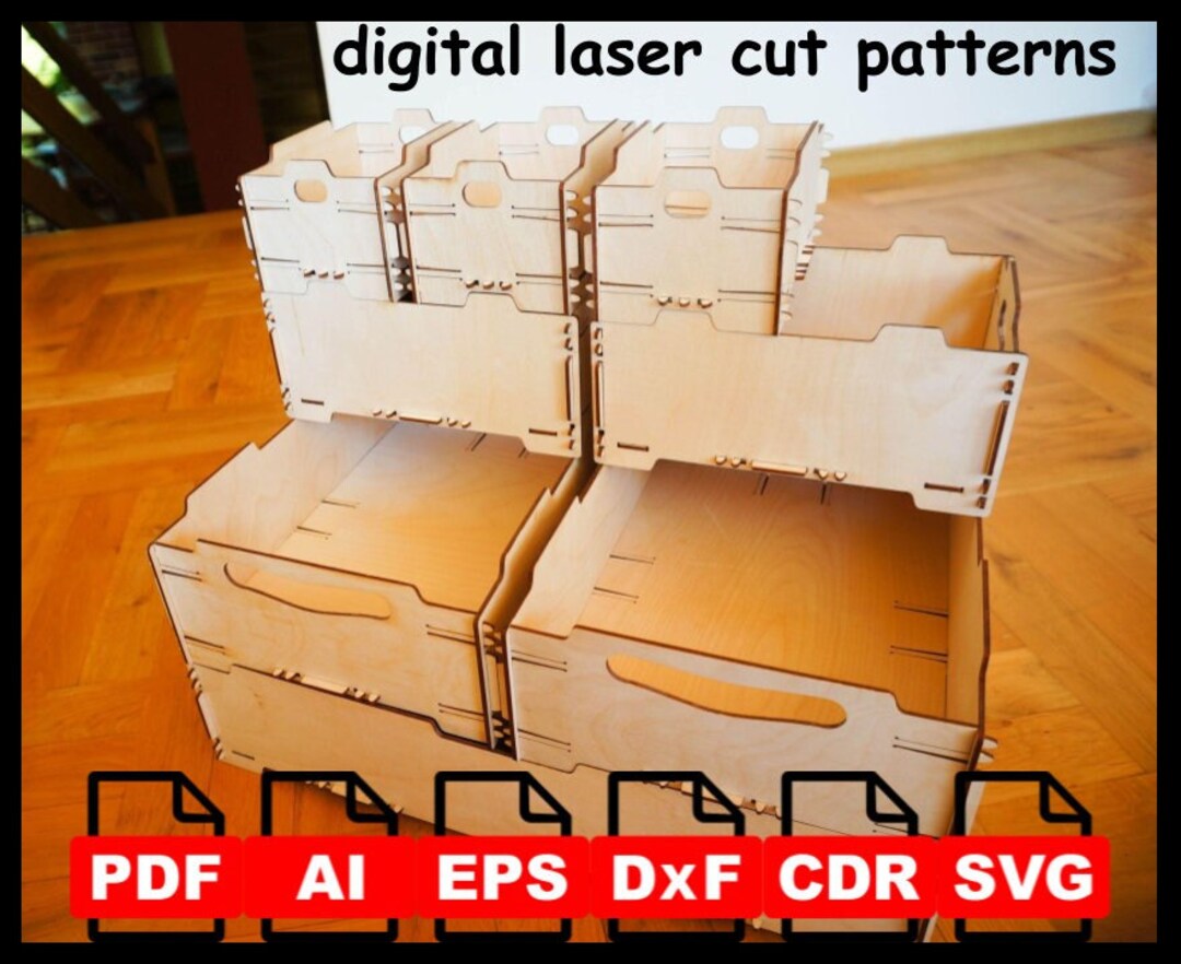 Stackable Box System | Storage Organizer | Digital Laser Cut Pattern ...