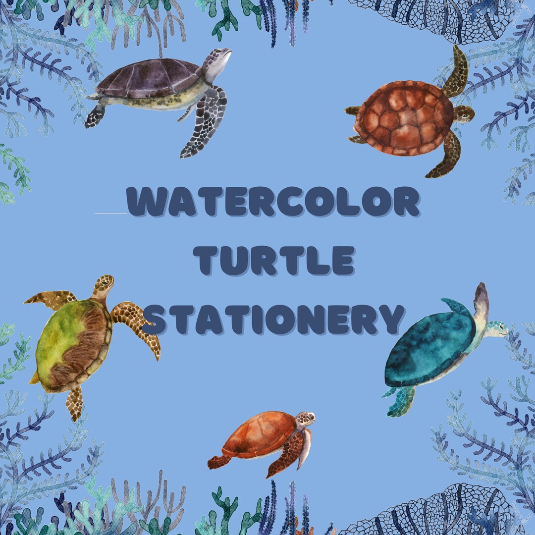 Watercolor Turtle Printable Stationery Paper, Turtle Printable Paper ...