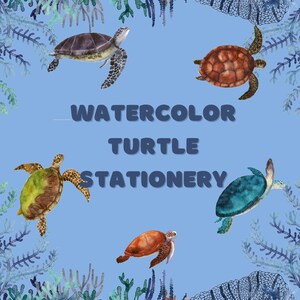Watercolor Turtle Printable Stationery Paper, Turtle Printable Paper ...