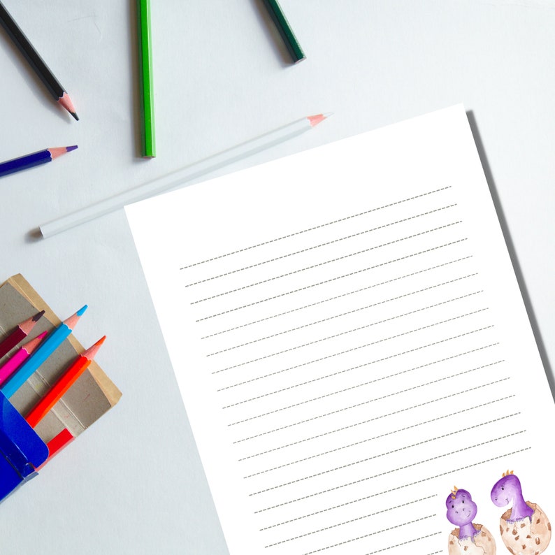 Watercolor Dinosaur Printable Stationery Paper, Dinoprintable Paper ...