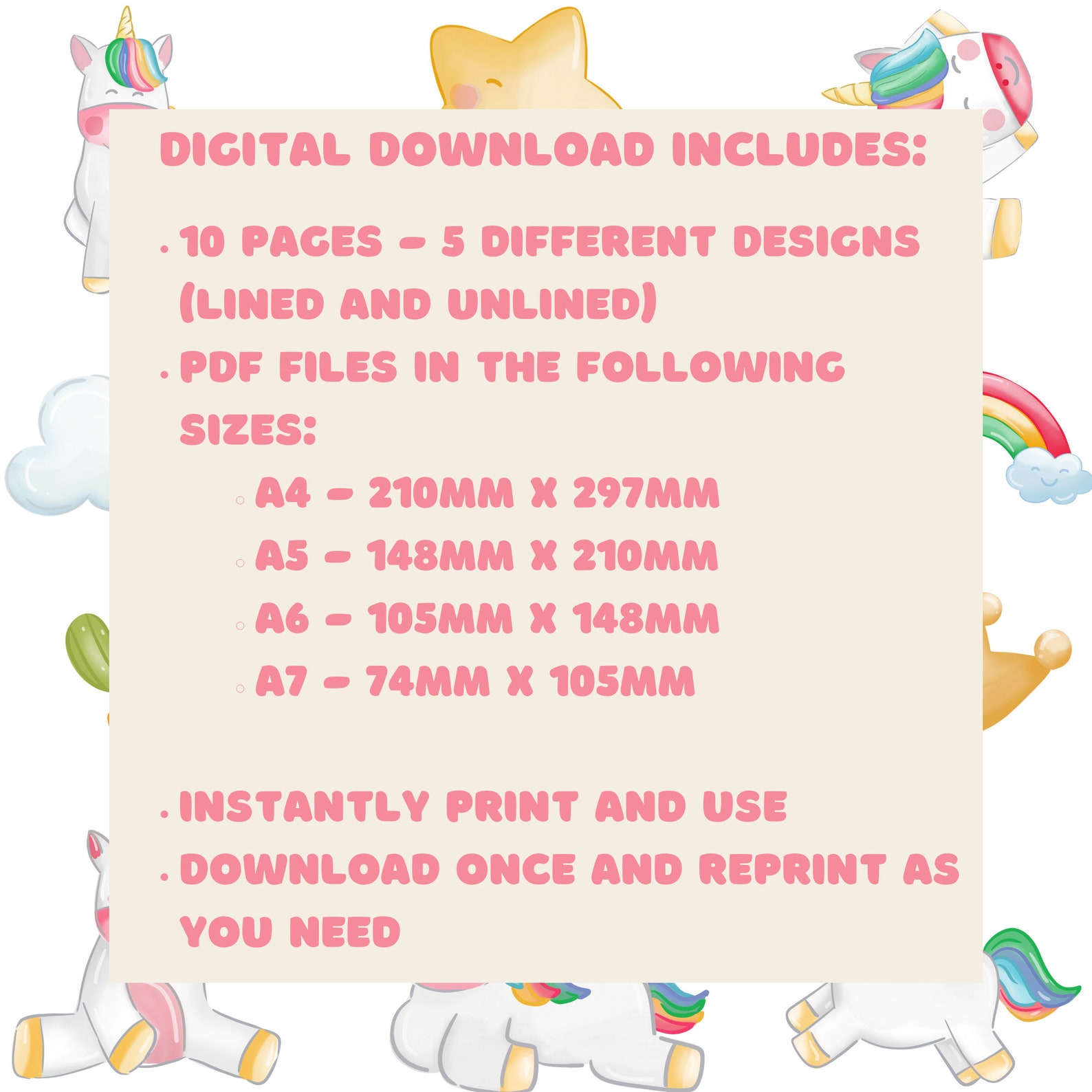 Cute Unicorn Printable Stationery Paper / Unicorn Printable Stationery ...