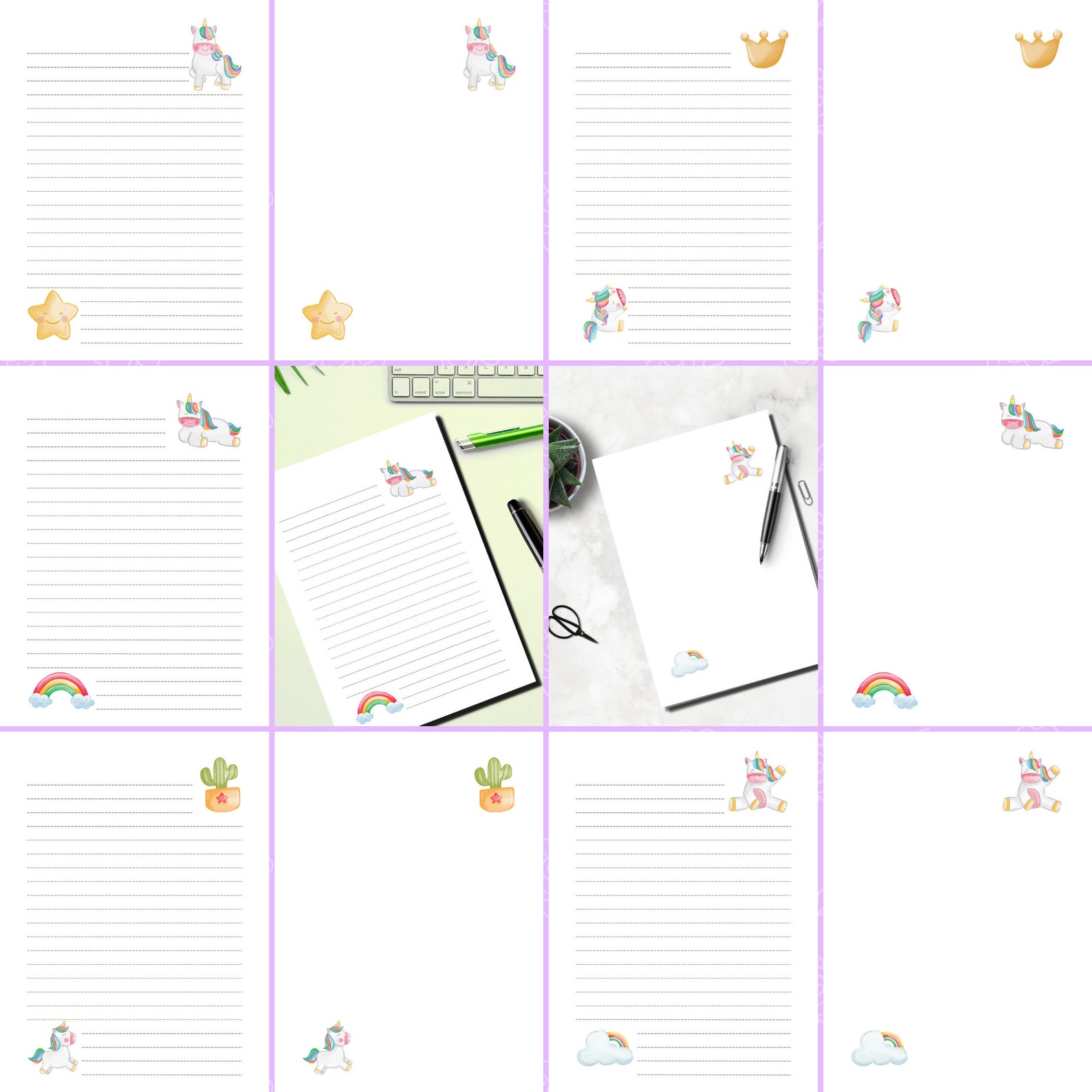 Cute Unicorn Printable Stationery Paper / Unicorn Printable Stationery ...