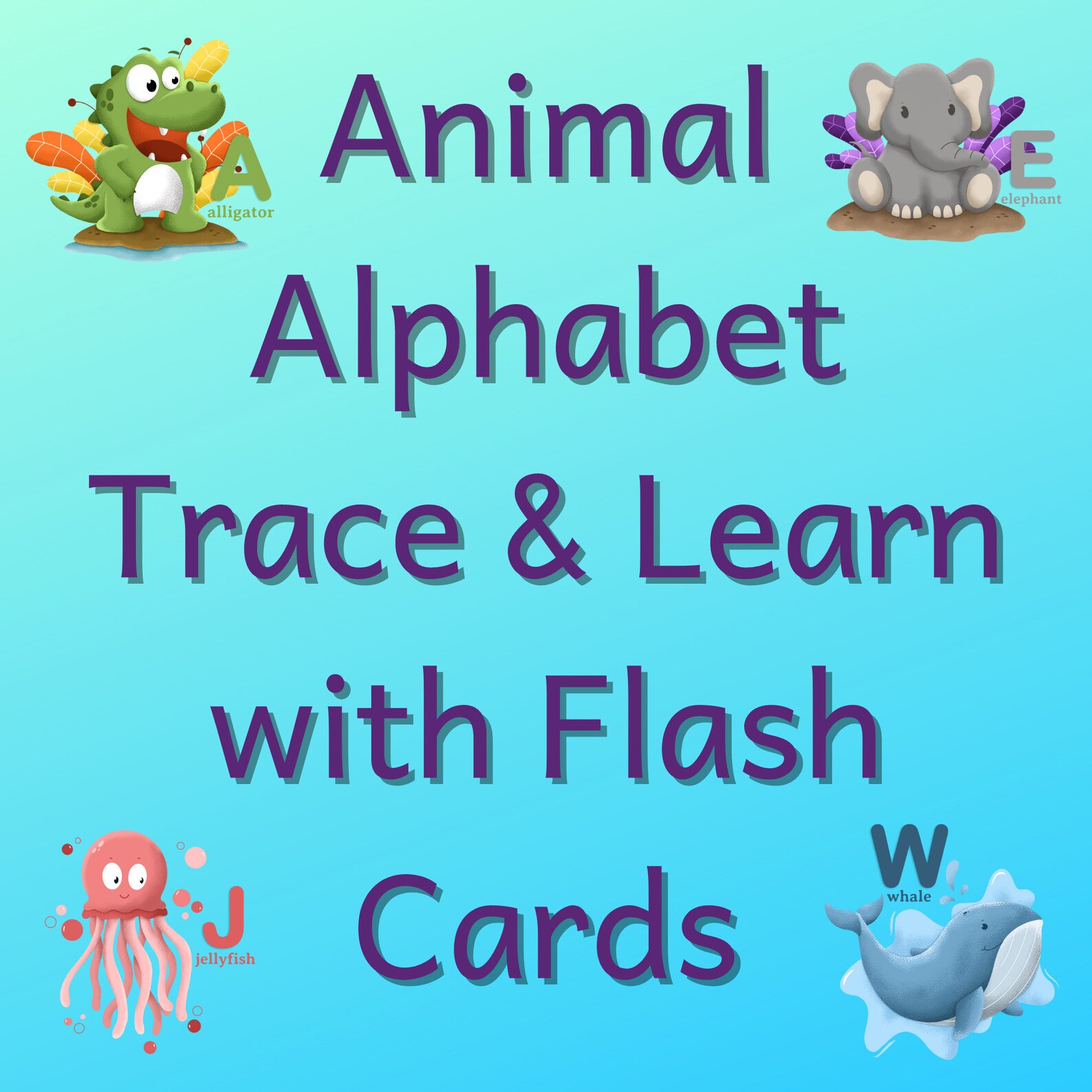 Animal Alphabet Trace and Learn With Flash Cards, Early Learning ...