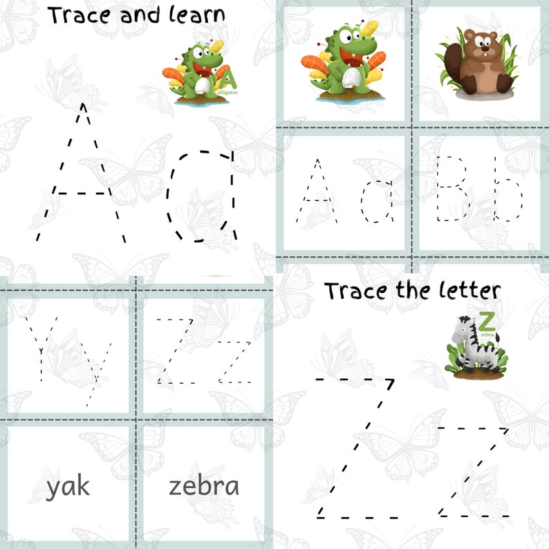 Animal Alphabet Trace and Learn With Flash Cards, Early Learning ...