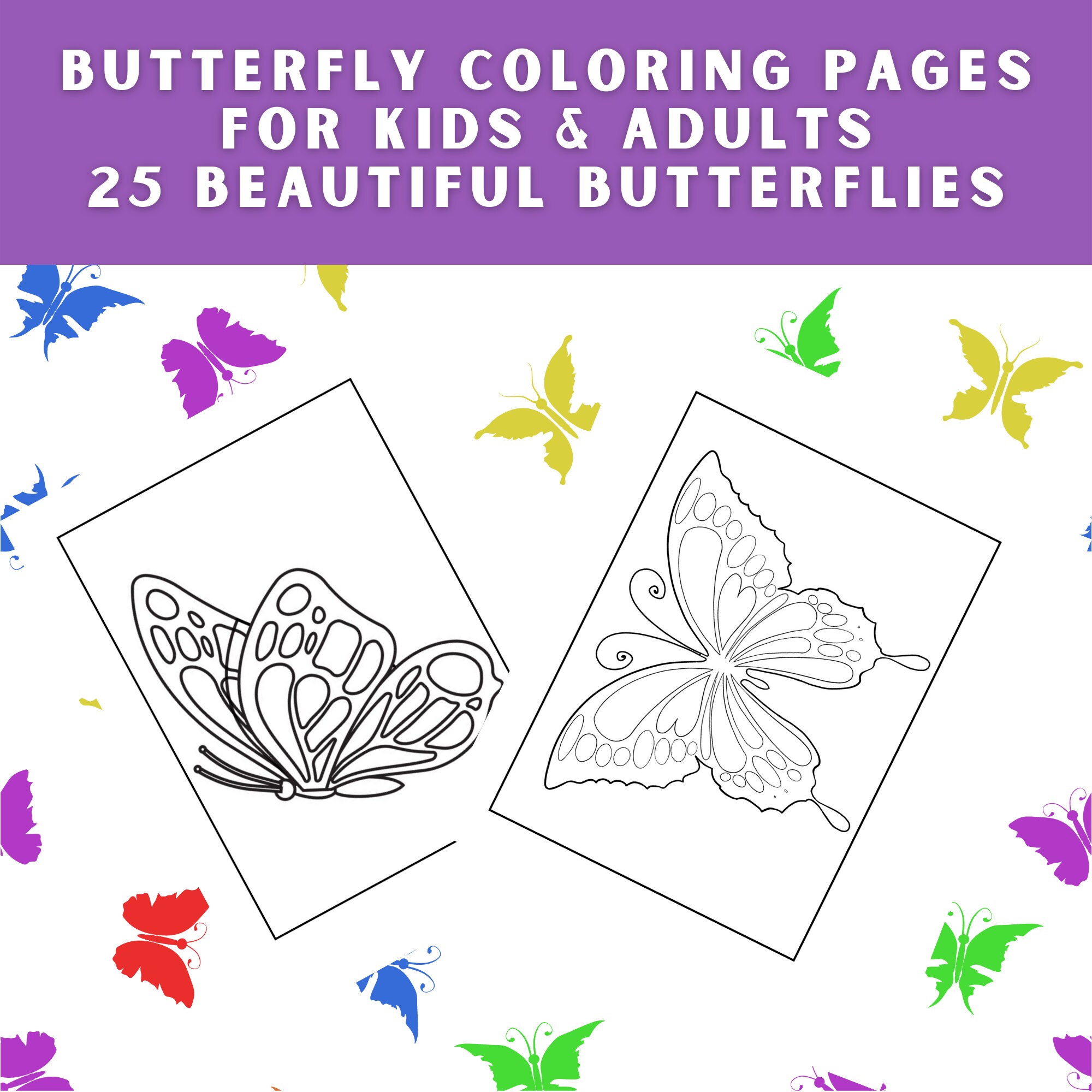25 Butterfly Coloring Pages for All Ages - Etsy