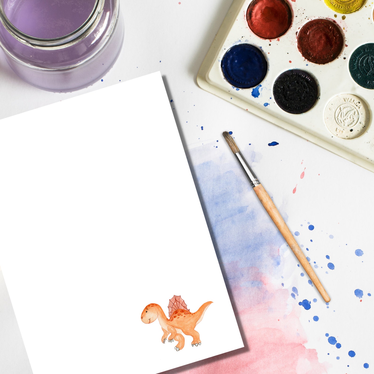 Watercolor Dinosaur Printable Stationery Paper, Dinoprintable Paper ...