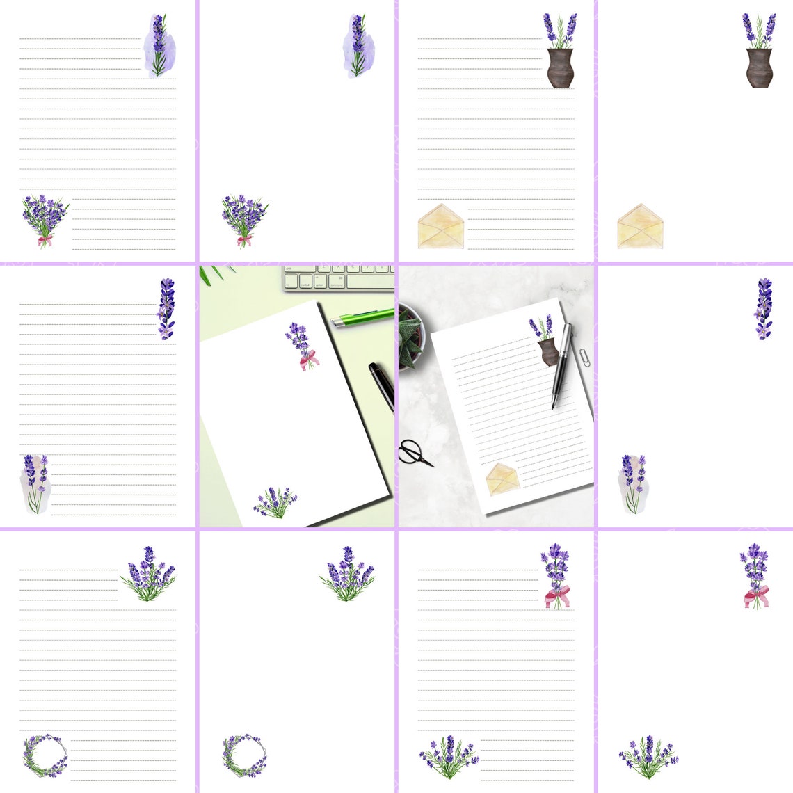Lavender Printable Stationery Paper / Flower Printable Stationary Paper ...