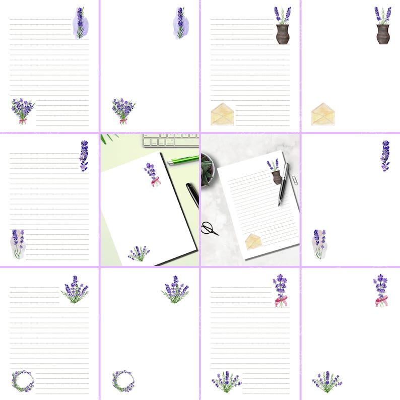 Lavender Printable Stationery Paper / Flower Printable - Etsy