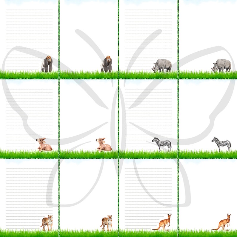 Watercolor Zoo Animal Printable Stationery, Zoo Animals Printable Paper ...