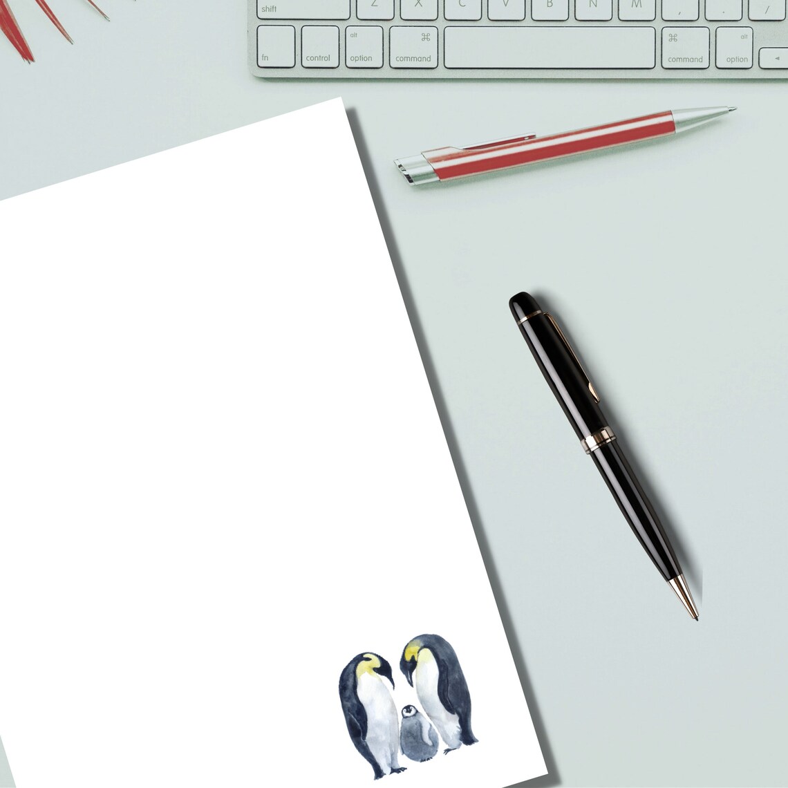 Watercolor Penguin Printable Stationery Paper, Owl Printable Paper ...